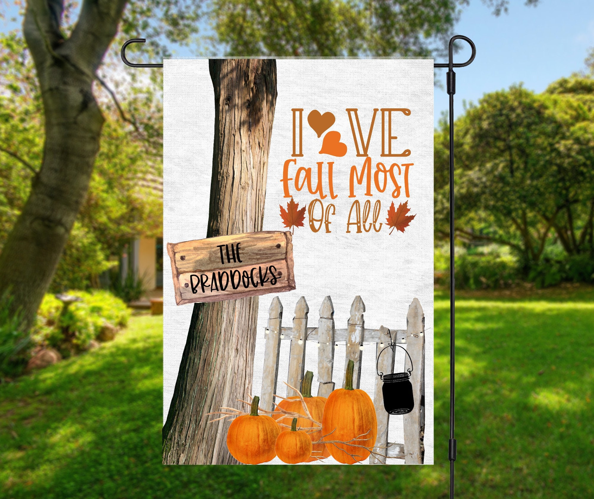 Love Fall Most of All Garden Flag Design | Etsy