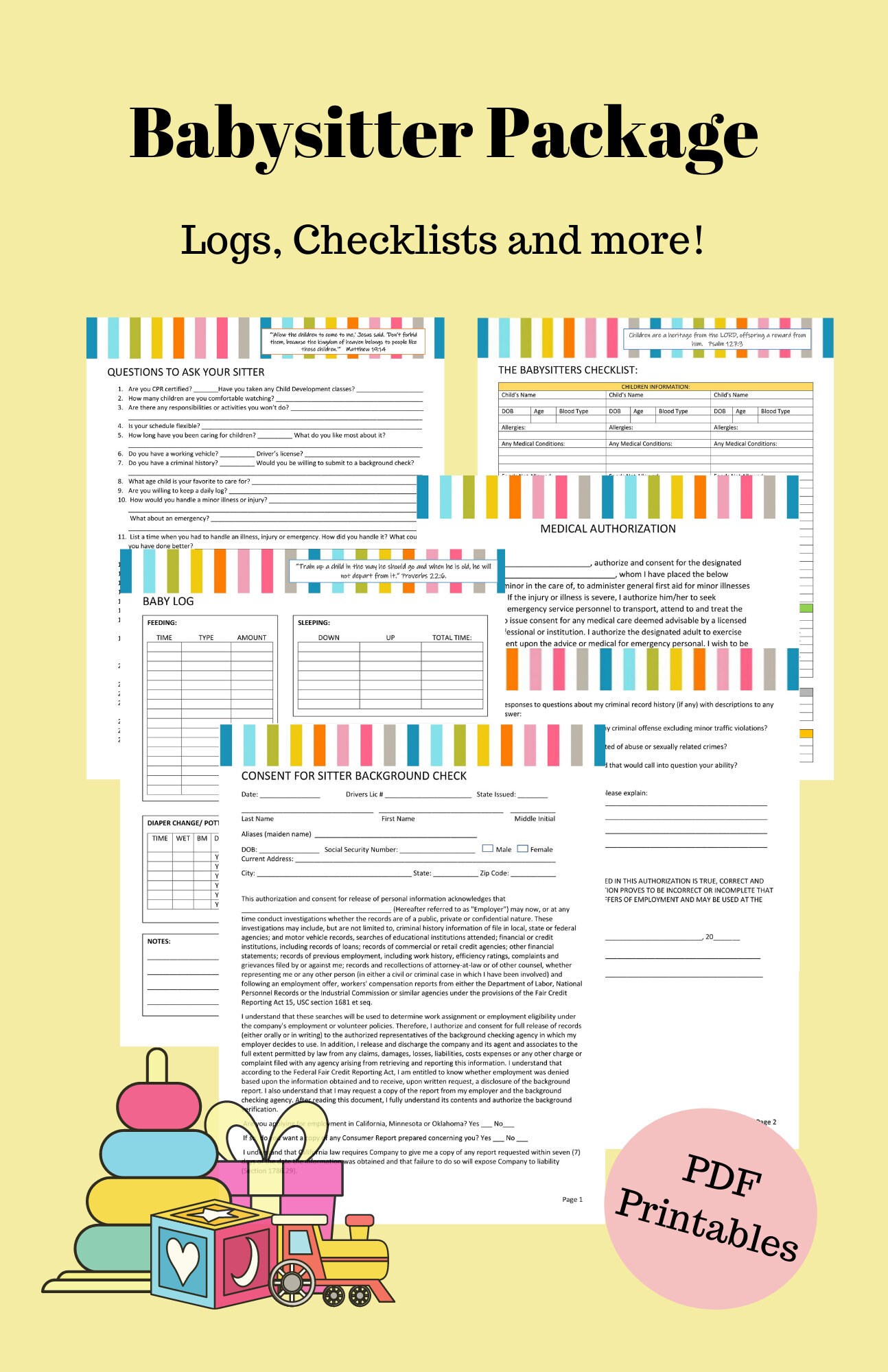 Babysitter Package, Questions for Sitter, Nanny, Babysitter, Baby ...