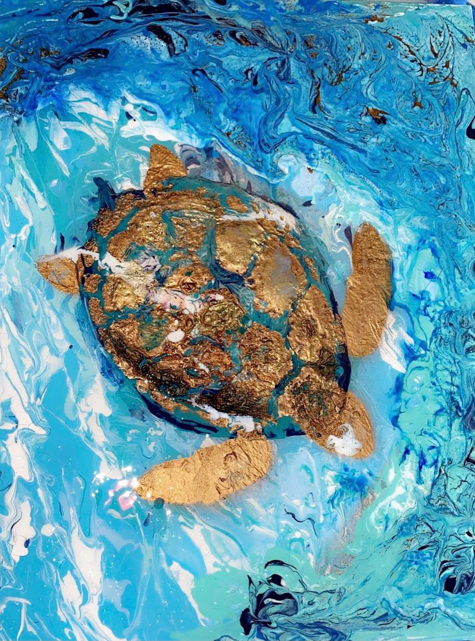 Sea Turtle Abstract Acrylic Painting | Etsy