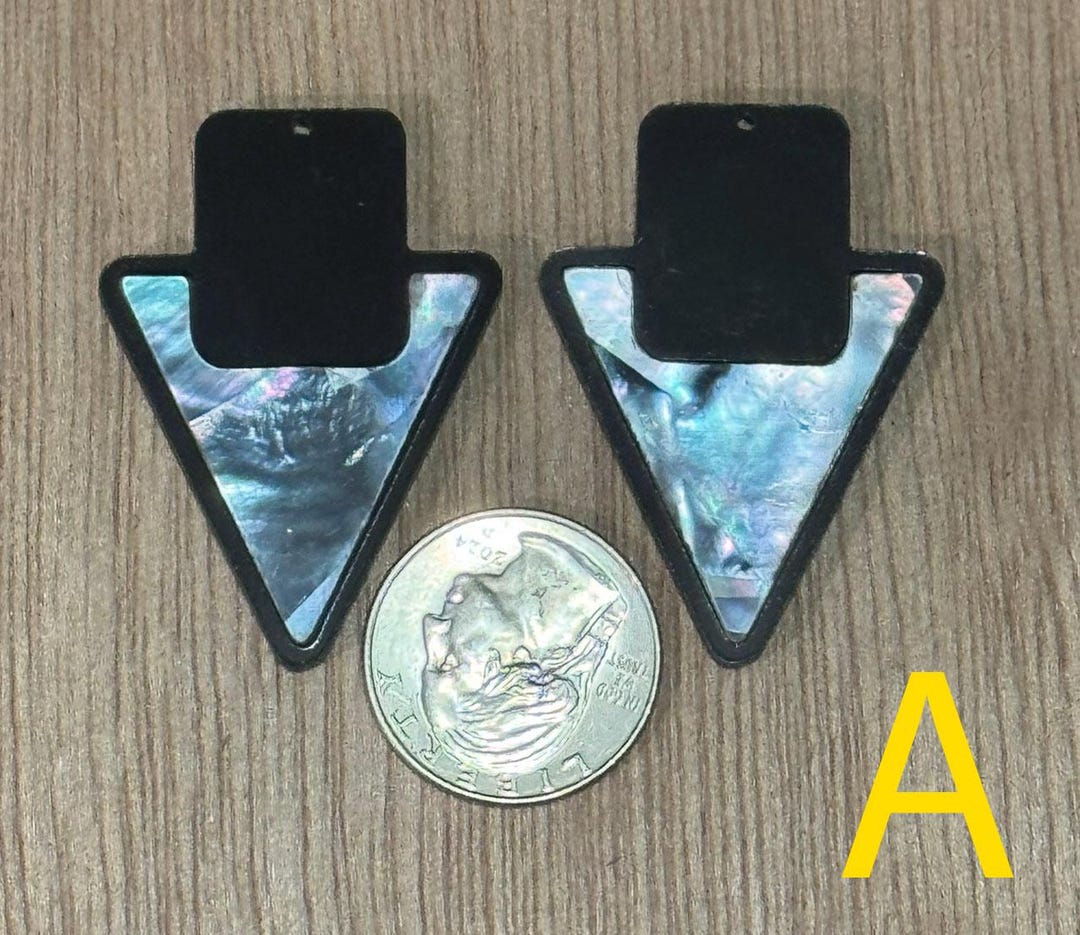 Black and Abalone Shell Inlay Earring Blanks Different Shapes - Etsy