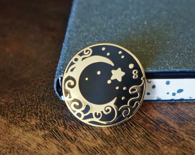 Golden Moon Enamel Pin - Etsy