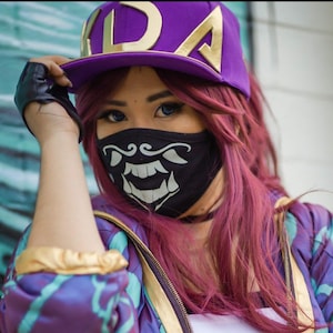 Akali KDA/POPSTAR Uv/ Glow in the Dark MASK, 3 Cotton Layers, Nose Wire ...