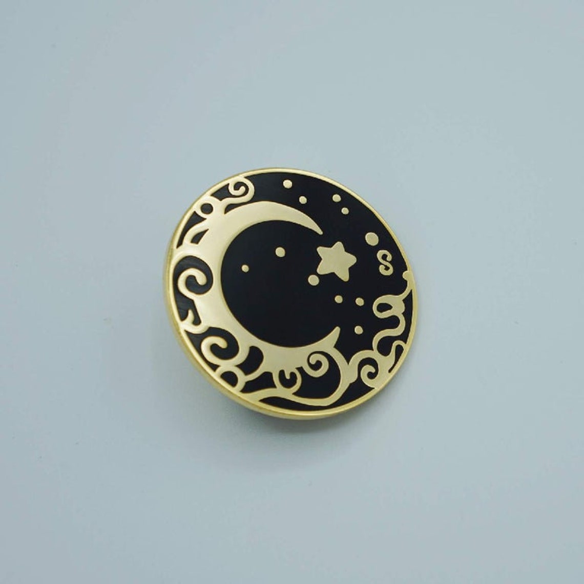Golden Moon Enamel Pin - Etsy