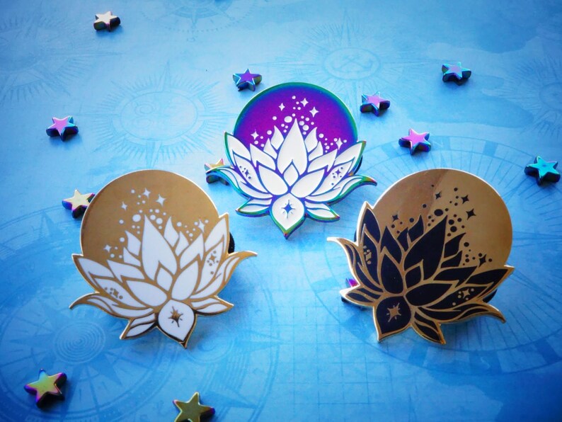 Lotus Moon Pin - Etsy