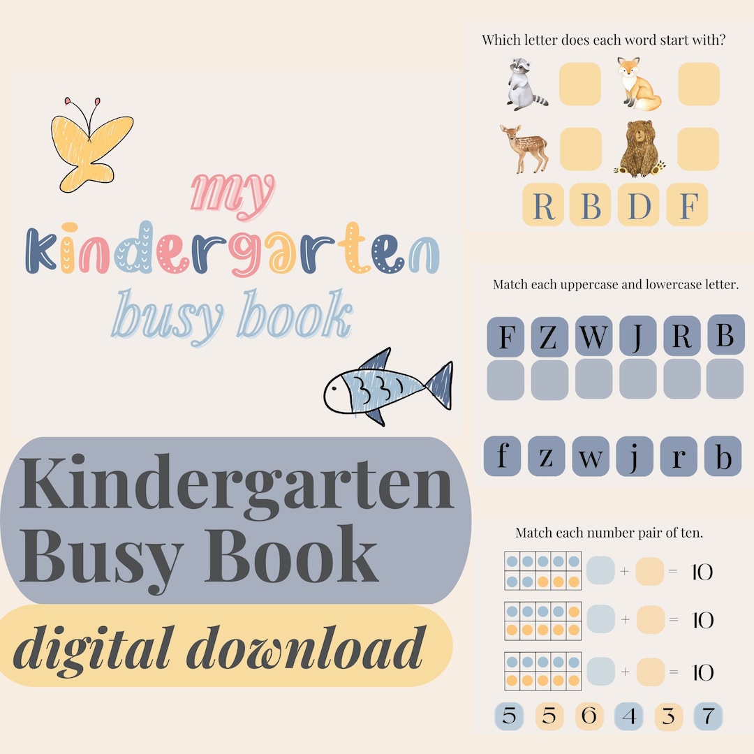 Kindergarten Busy Book, Busy Book for 4-6 Year Olds, Phonics, Addition ...