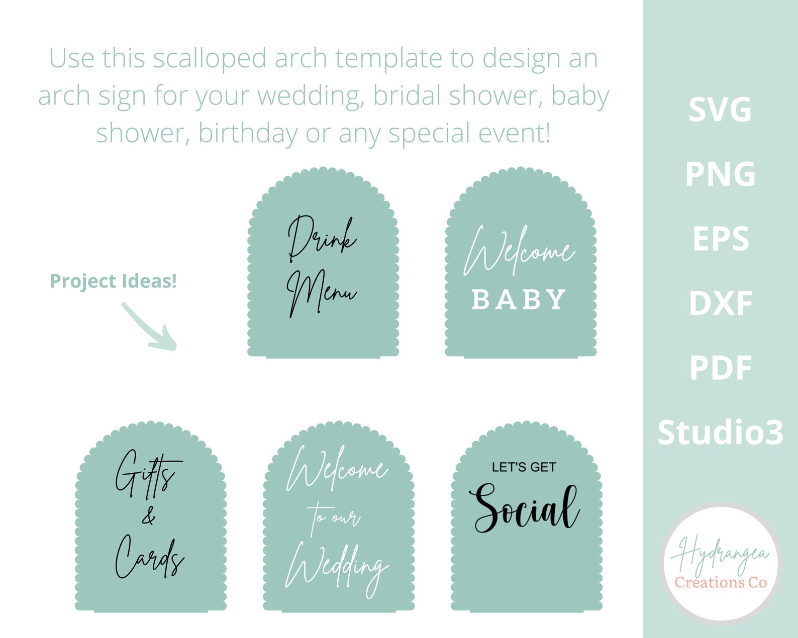 Scallop Arch Sign With Stand SVG Wedding Template Social - Etsy