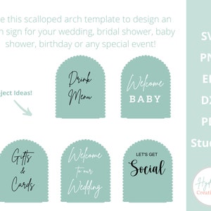 Scallop Arch Sign With Stand SVG Wedding Template - Social Media Sign ...
