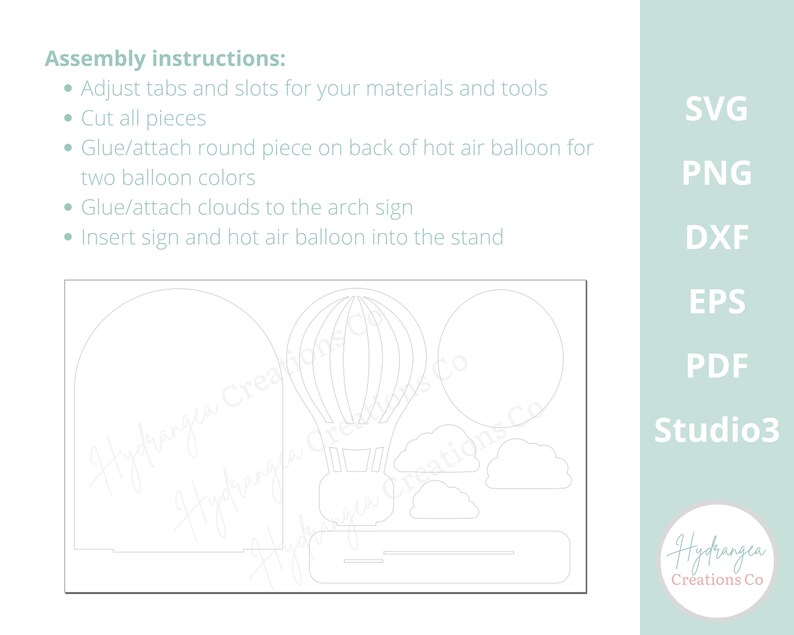 Hot Air Balloon Sign SVG Sign With Stand Template Birthday - Etsy