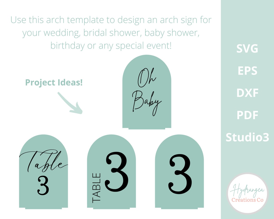 Arch Table Numbers 6"x9" SVG Wedding Sign Table Decor - Acrylic Wood ...