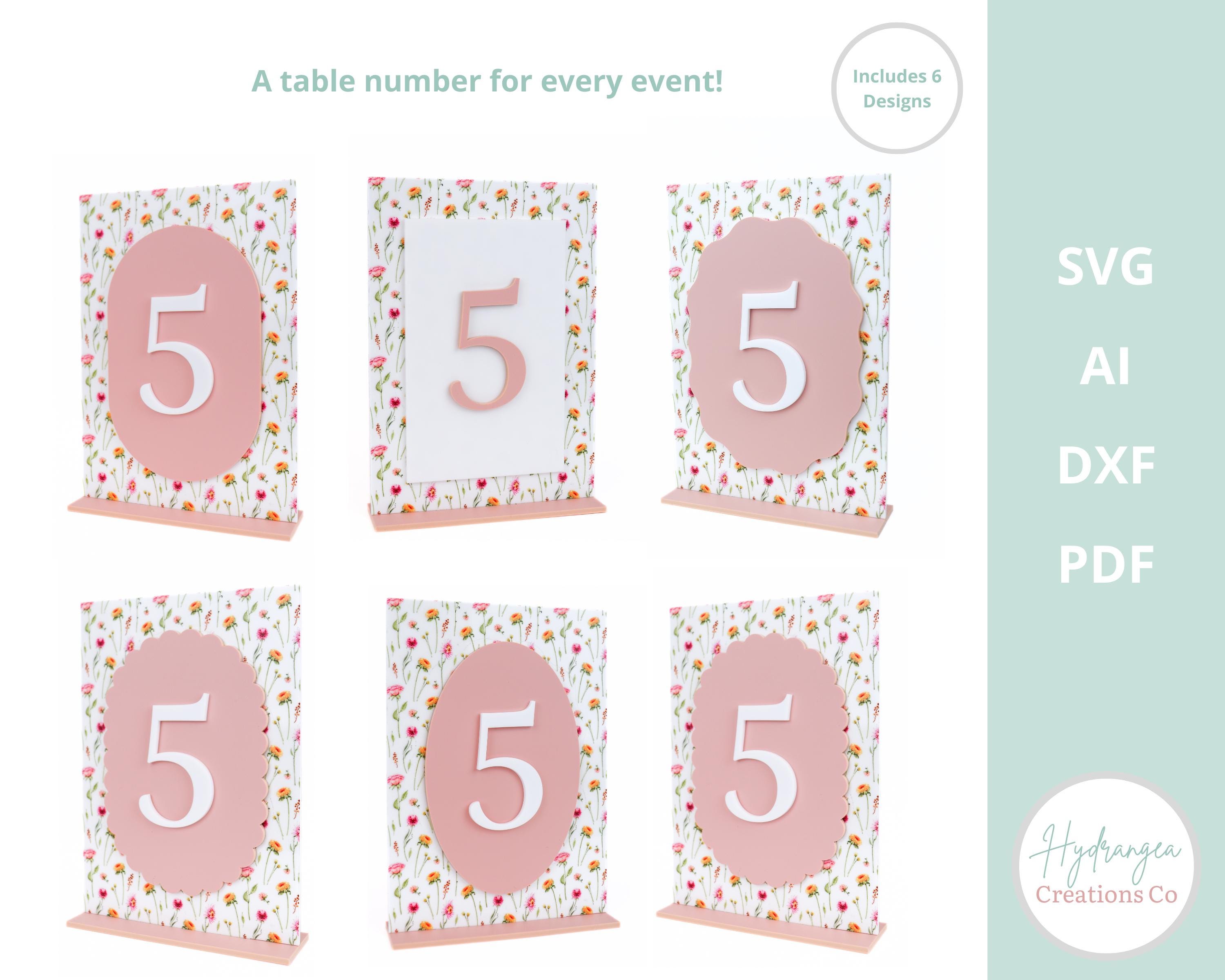 Table Number Bundle SVG Laser Cut File Template Modern Acrylic Wood ...