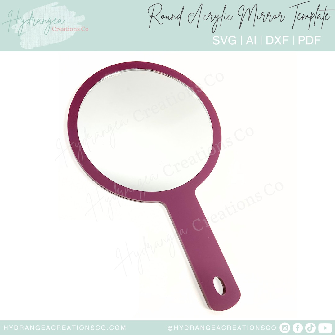 Acrylic Mirror SVG Laser Cut File | Round Logo Hand Held Beauty Salon ...