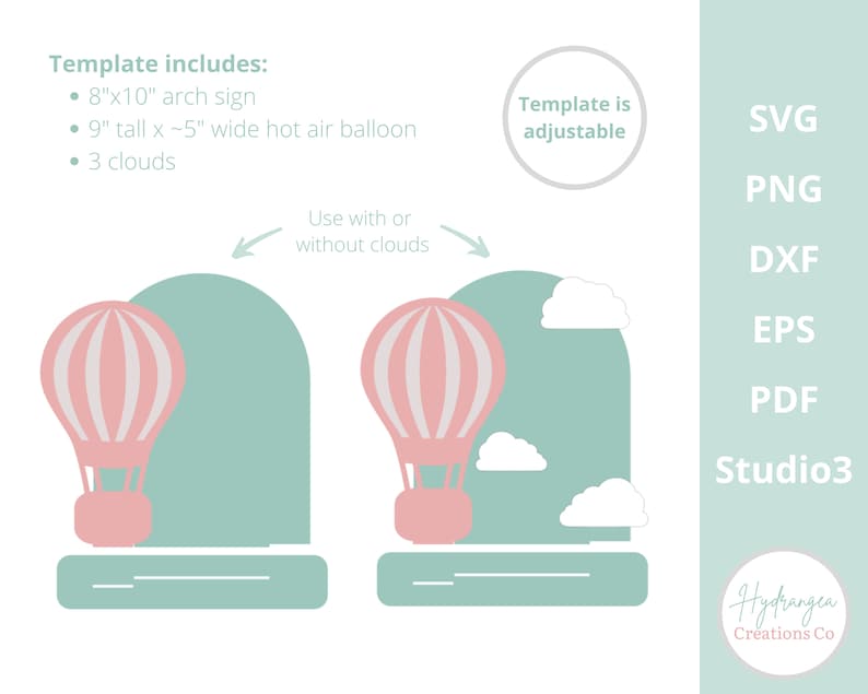 Hot Air Balloon Sign SVG Sign With Stand Template Birthday - Etsy