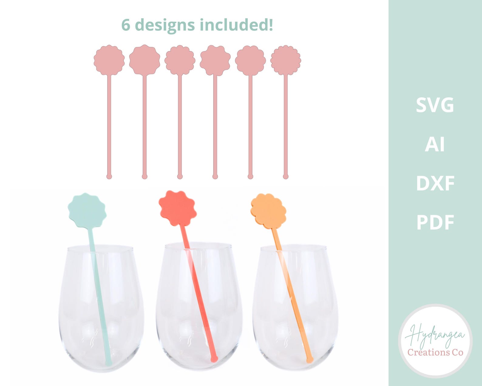 Drink Stir Stick Swizzle Stick Bundle SVG Scallop Wavy Drink Name Tag ...