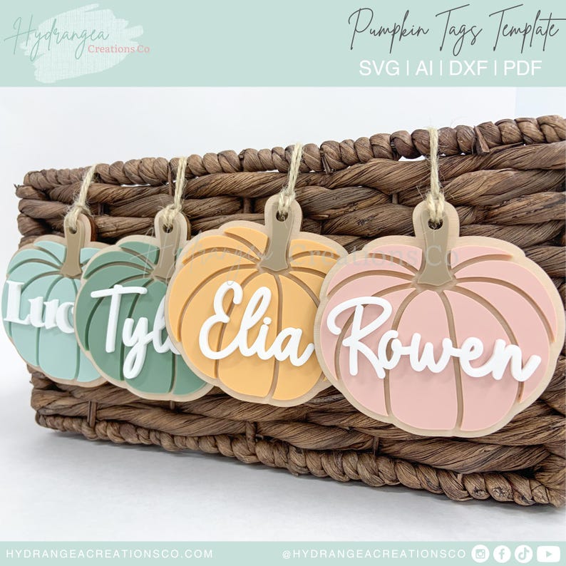 Pumpkin Halloween Basket Name Tag Laser Cut File SVG Acrylic Fall ...