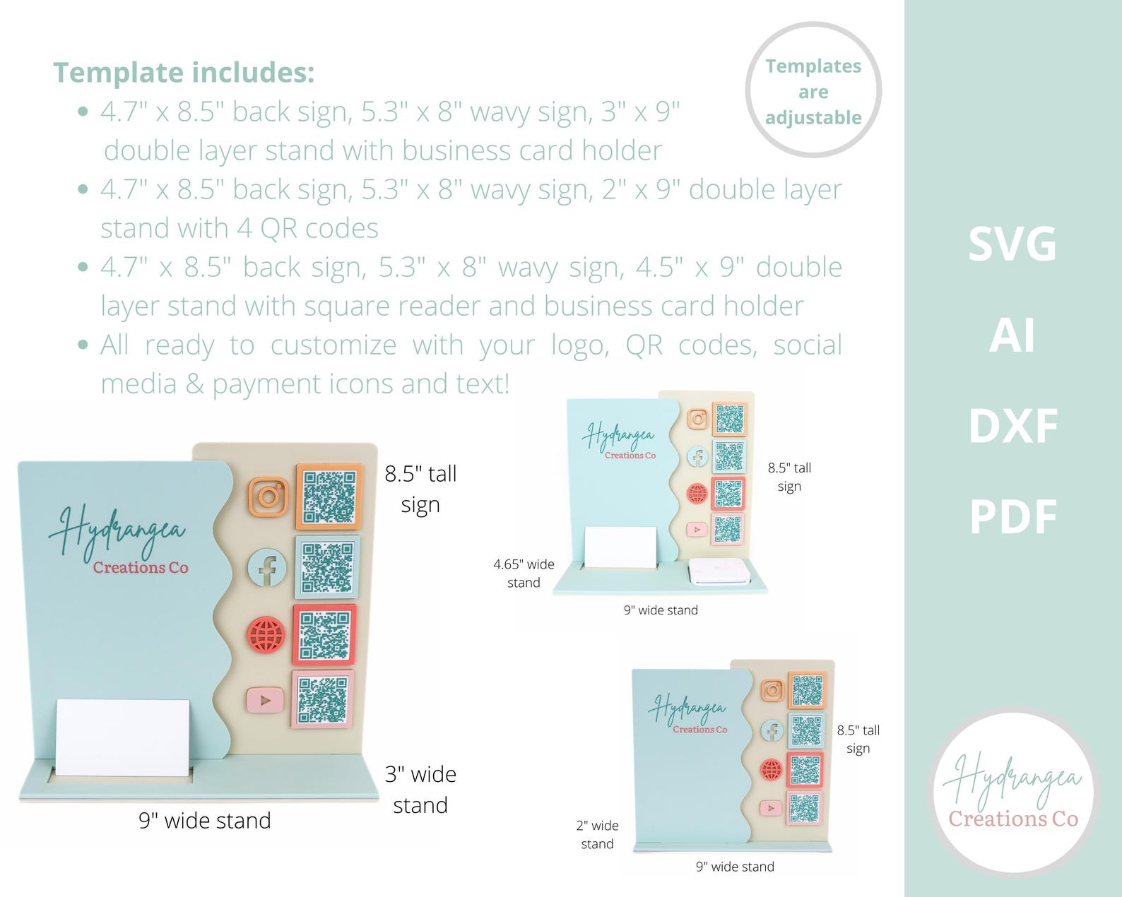 4 QR Wavy Sign Bundle Laser File SVG | Market Show Display | Scan to ...