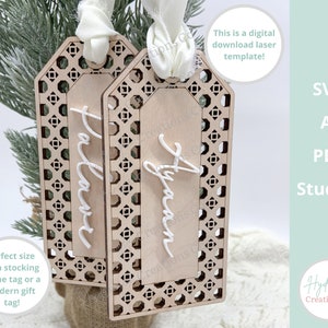 Rattan Stocking Name Tags Template | Rattan Cane Family Christmas Gift ...