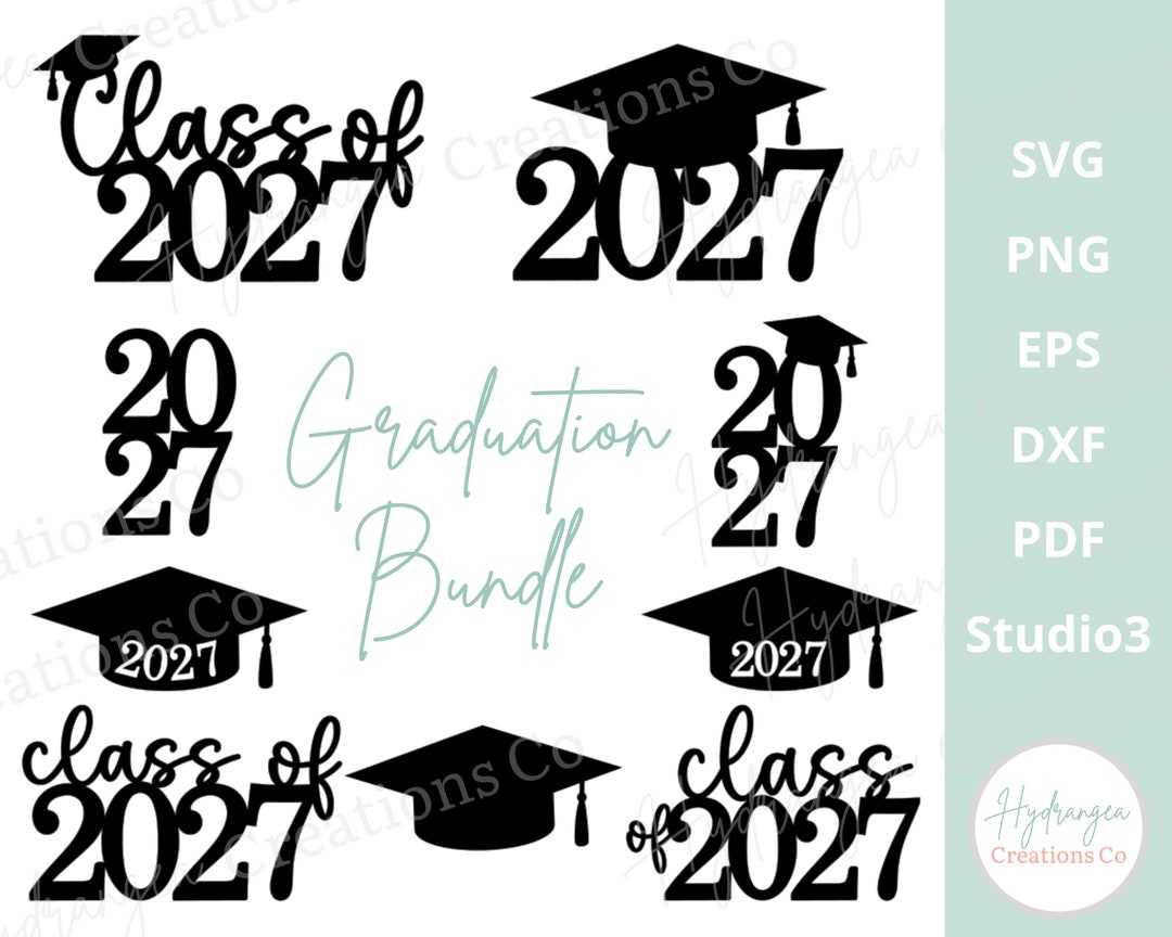 Graduation Cap Bundle SVG Class of 2027 - Congrats Senior College Grad ...