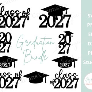 Graduation Cap Bundle SVG Class of 2027 - Congrats Senior College Grad ...
