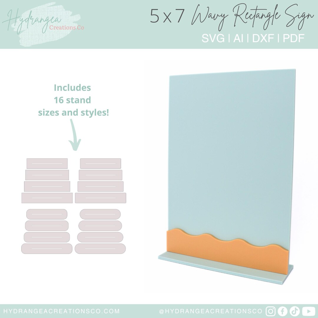 Laser Cut File Sign 5x7 Wavy Rectangle Sign SVG Template | Signature ...