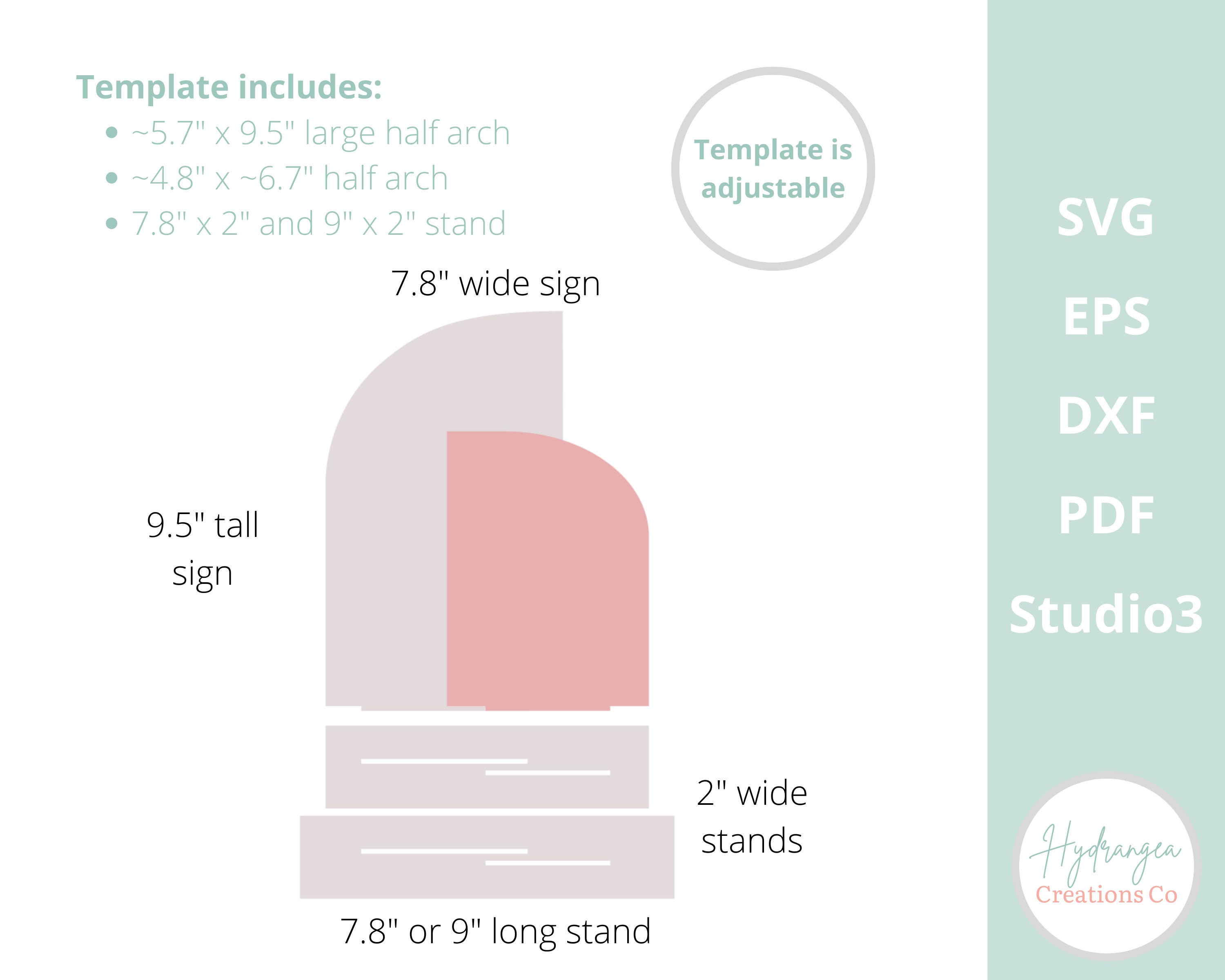 Table Sign Template SVG Double Half Arch Wedding Bar Menu Signage ...
