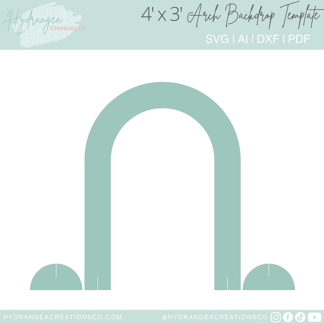 4' X 3' Arch Backdrop Template SVG | Balloon Arch Party Photo Prop Wall ...