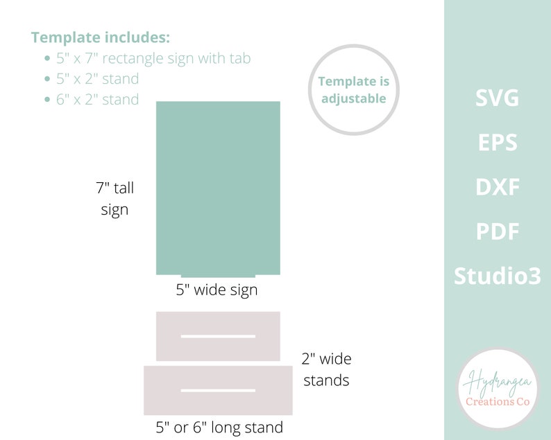 Rectangle Sign With Stand Template SVG Wedding Bar Menu Table Number ...