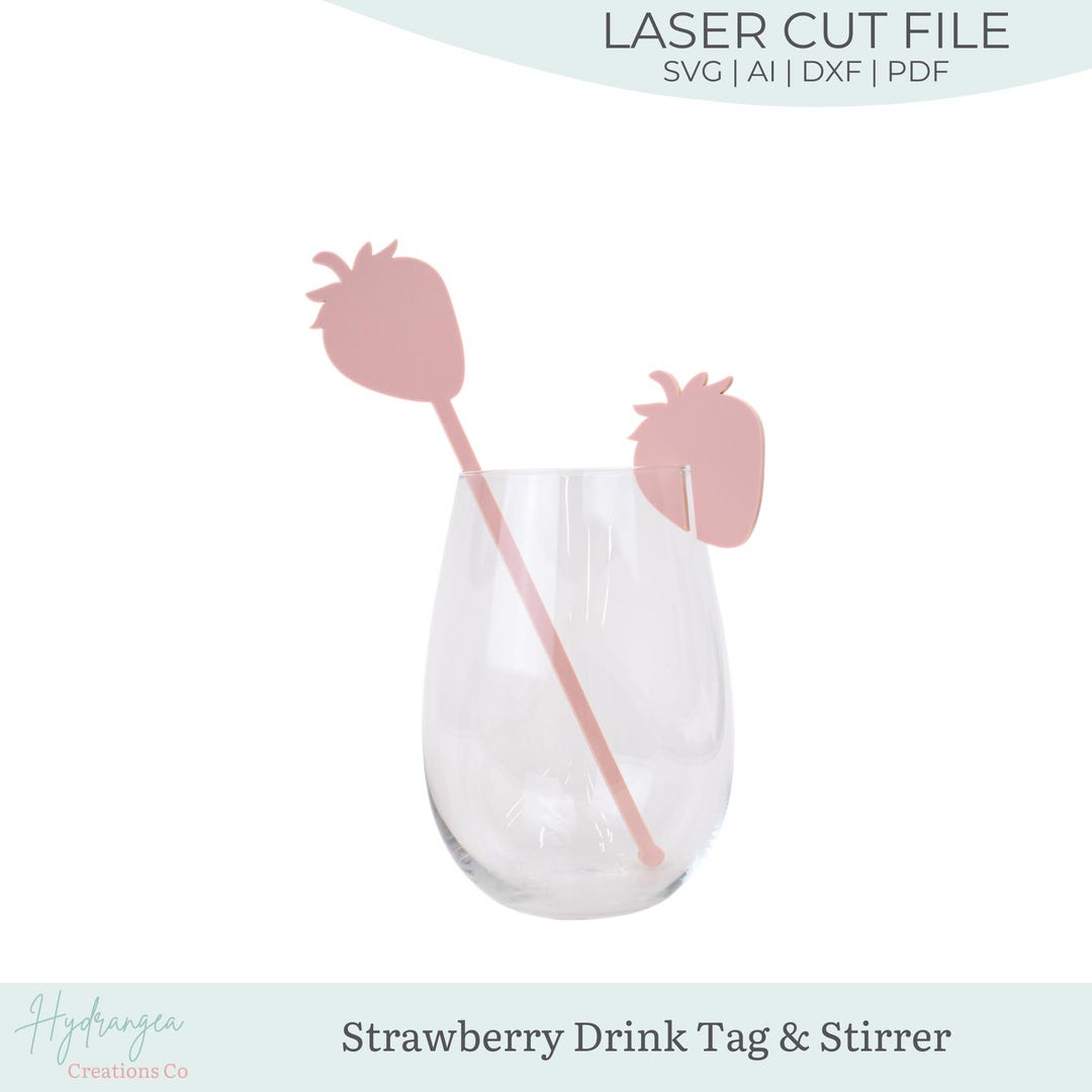 Drink Stir Stick Swizzle Stick Bundle SVG Strawberry Drink Name Tag ...