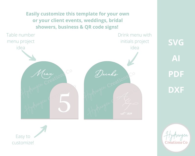 Double Arch Sign SVG Wedding Template - Social Media Sign - Table ...