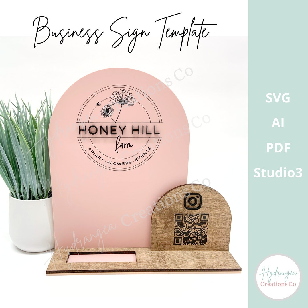 Business Card Holder QR Code Social Media Payment Sign Laser SVG File ...