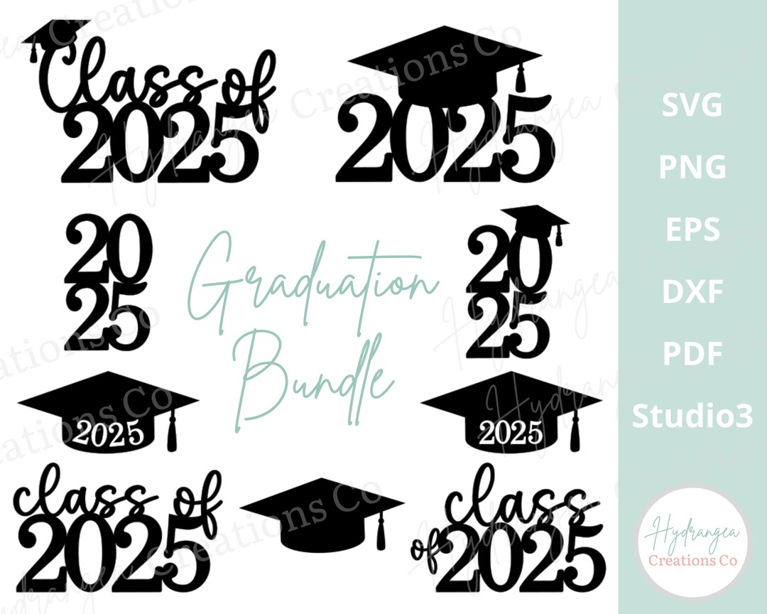 Graduation Cap Bundle SVG Class of 2025 - Congrats Senior College Grad ...