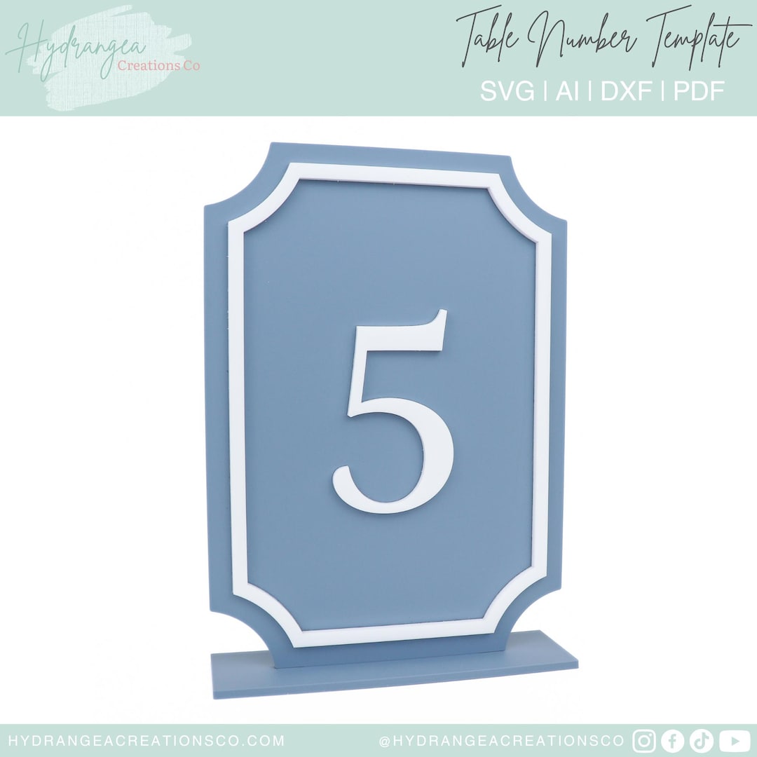 Table Number Template SVG Laser Cut File Modern Minimalist Wedding ...