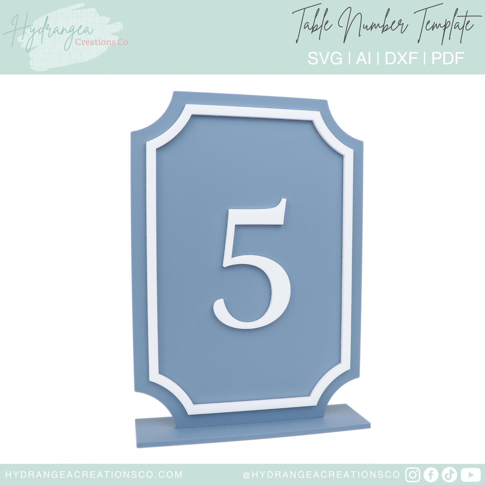 Table Number Template SVG Laser Cut File Modern Minimalist Wedding ...