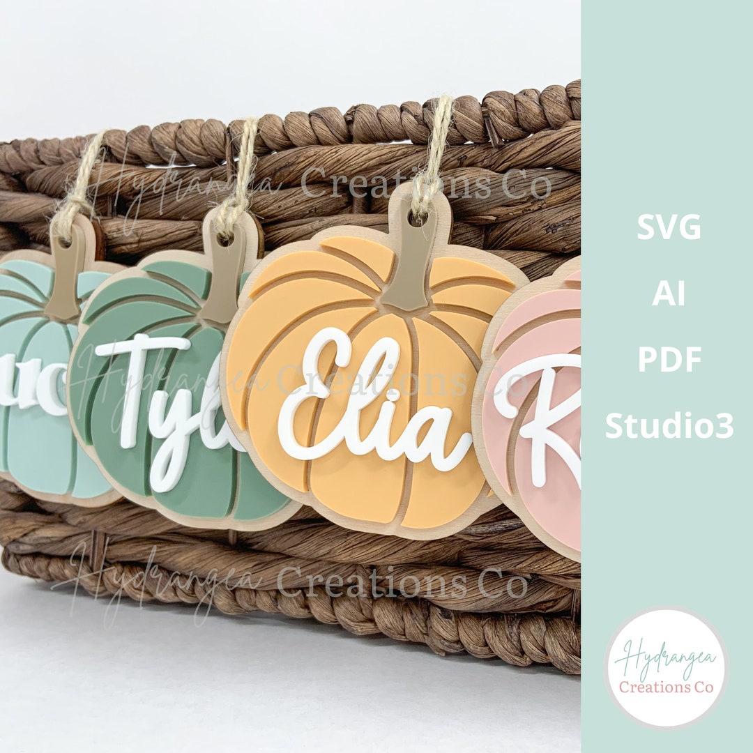 Pumpkin Halloween Basket Name Tag Laser Cut File SVG Acrylic Fall ...
