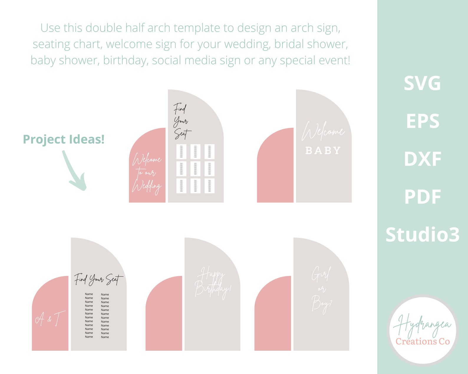 Large Arch Seating Chart Welcome Sign Template SVG Boho Wedding Chiara ...