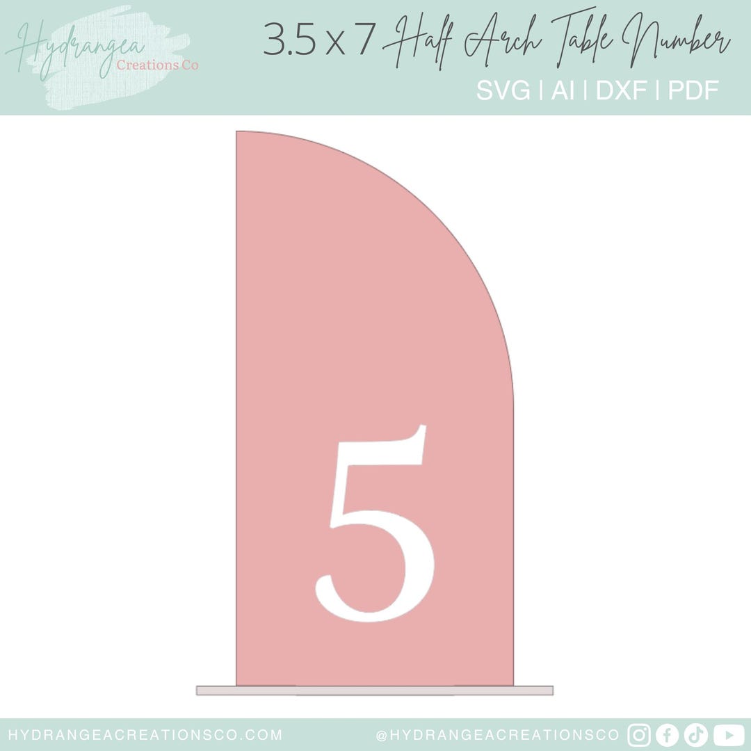 Half Arch Table Number Template SVG Laser Cut File Modern Wedding ...