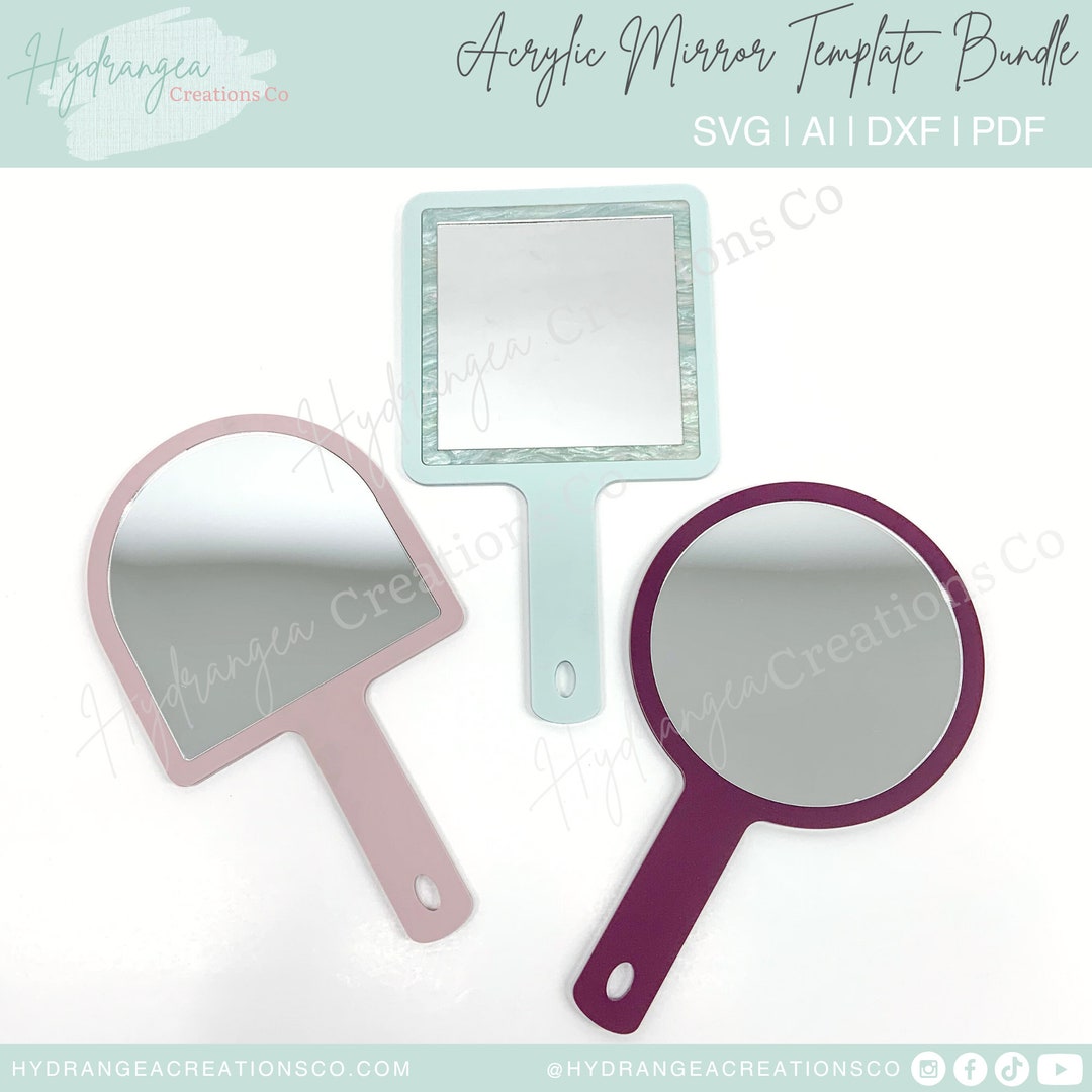 Acrylic Mirror Bundle SVG Laser Cut File | Logo Hand Held Beauty Salon ...