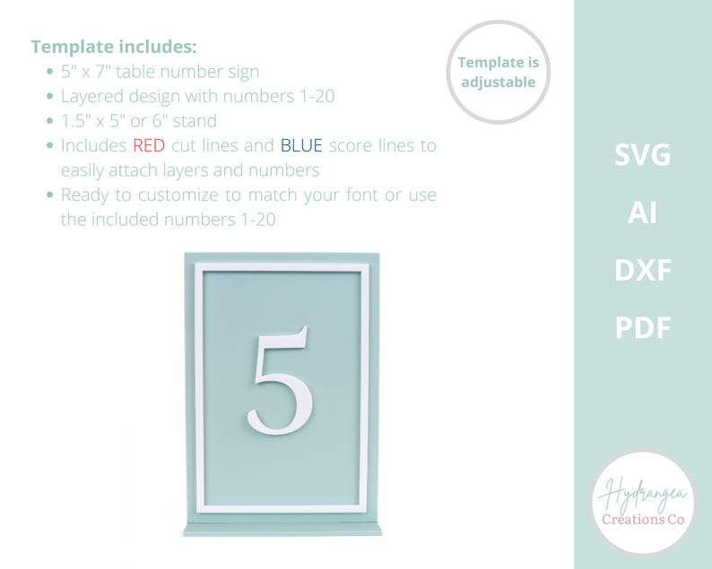 Rectangle Table Number SVG Laser Cut File Template Modern Minimalist ...