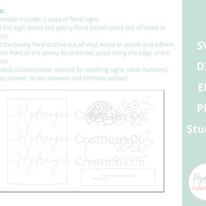 Flower Bar Sign Peony Laser File SVG Acrylic Wedding Signage | Table ...