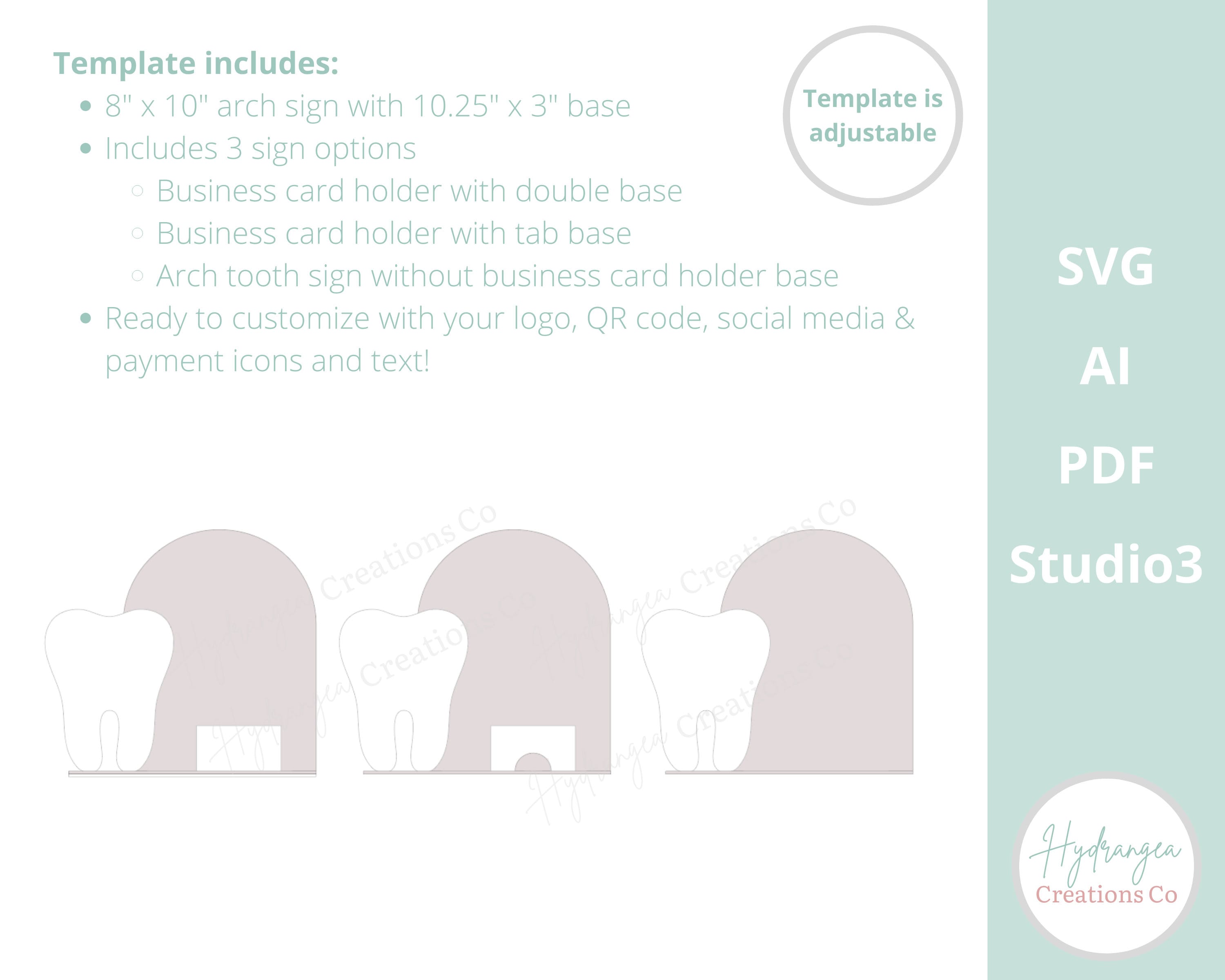 Dentist Tooth QR Code Social Media Business Card Holder Sign Laser File ...