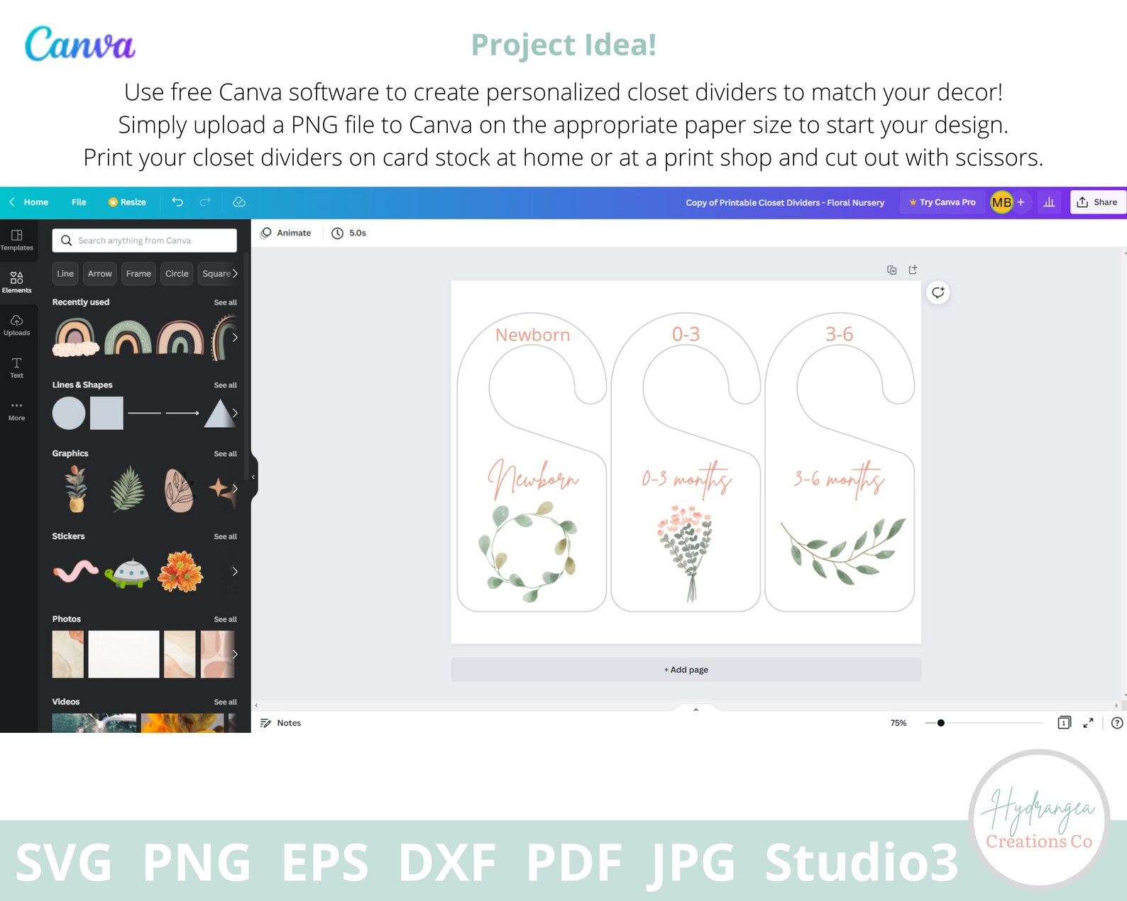 Closet Divider Template SVG Baby Closet Organizer Blank Nursery Clothes ...