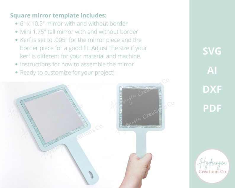 Acrylic Mirror Bundle SVG Laser Cut File | Logo Hand Held Beauty Salon ...