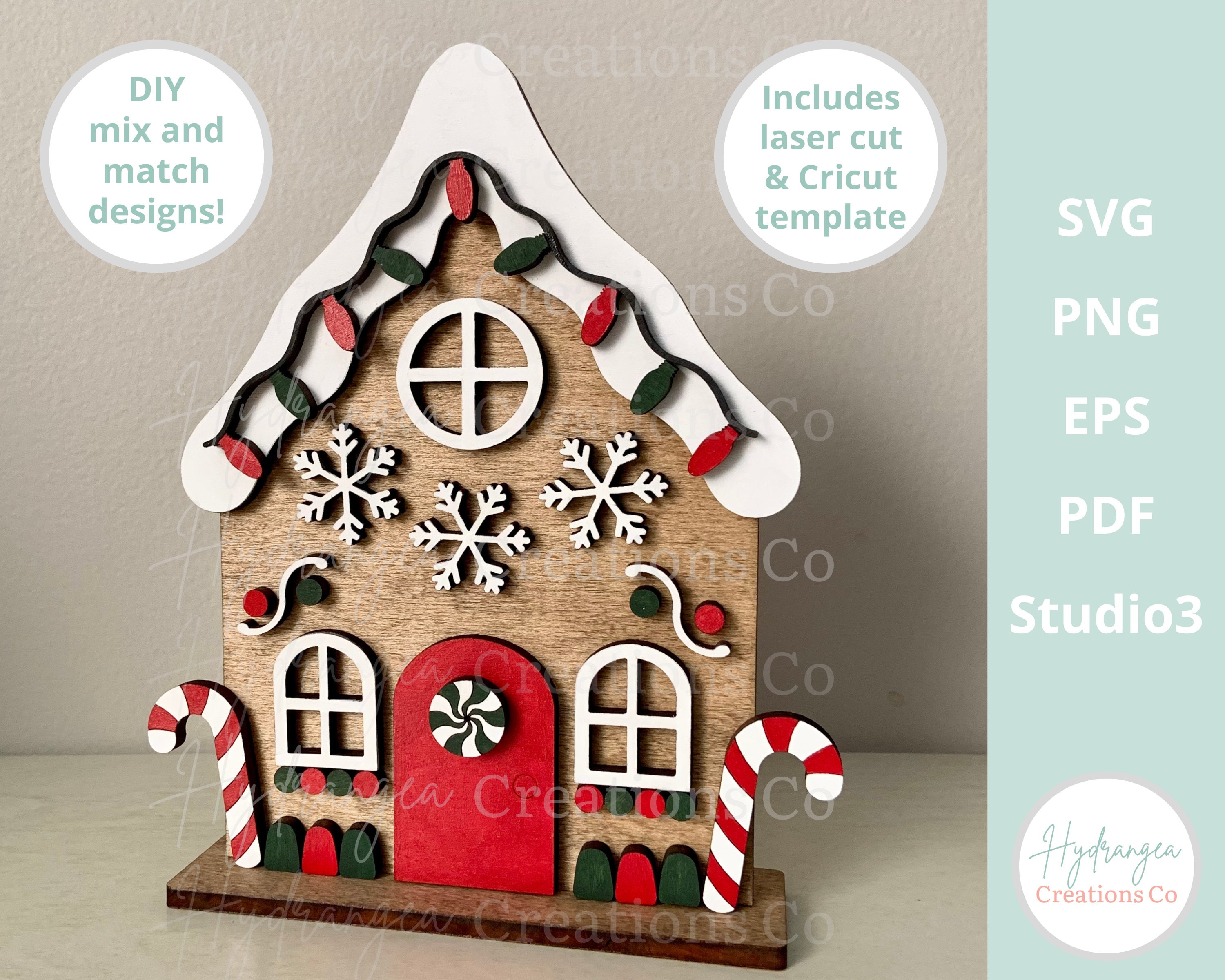 Gingerbread House Kit SVG DIY Glowforge Laser Cut File Cricut Digital ...