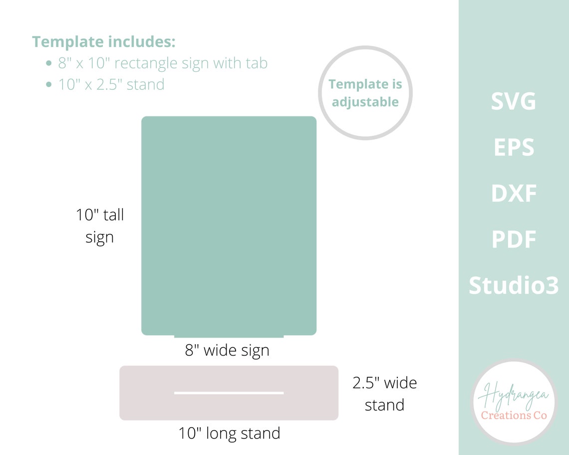 Rectangle Sign With Stand Template 8x10 SVG Wedding Bar - Etsy