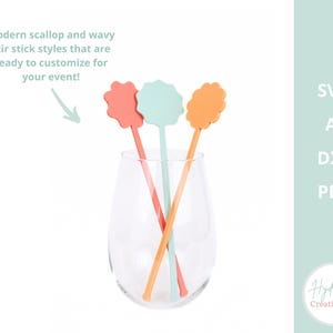 Drink Stir Stick Swizzle Stick Bundle SVG Scallop Wavy Drink Name Tag ...