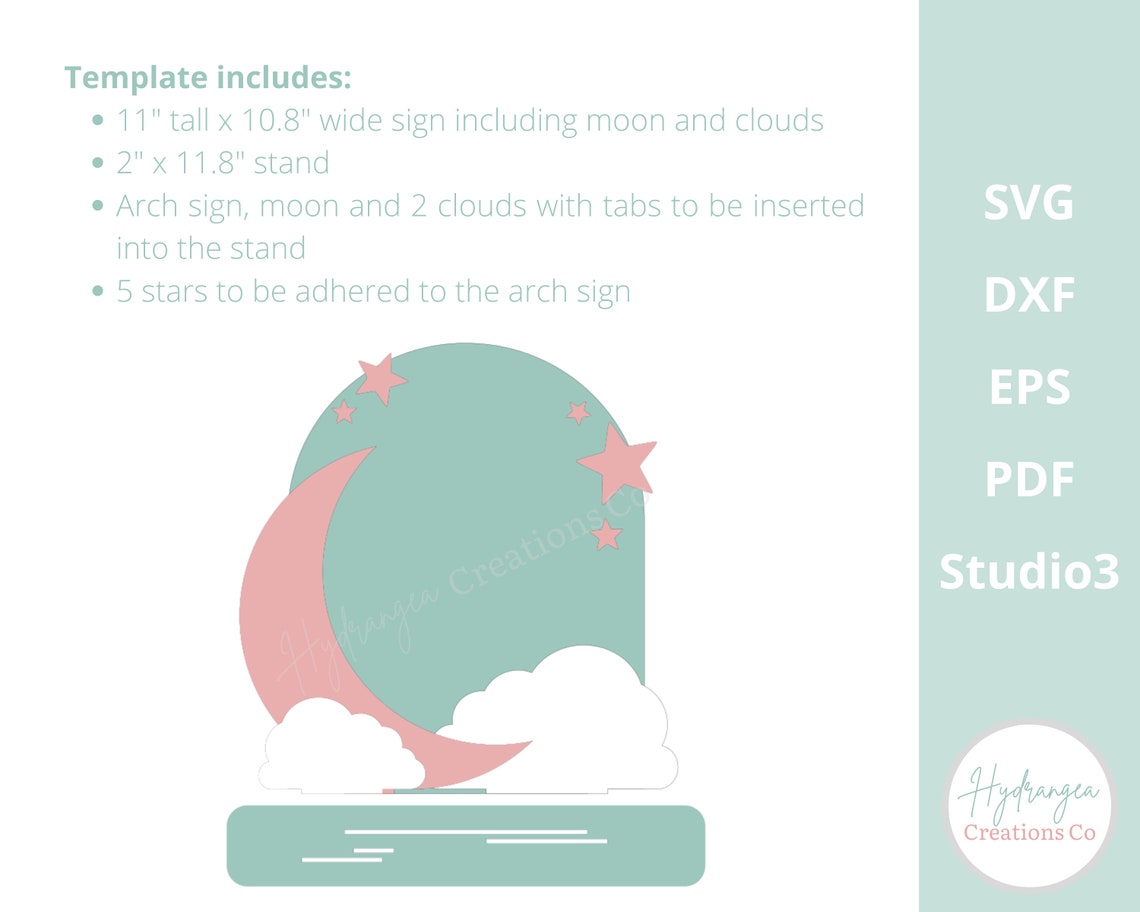Moon Star Clouds Sign Laser File SVG Over the Moon Theme, to the Moon ...