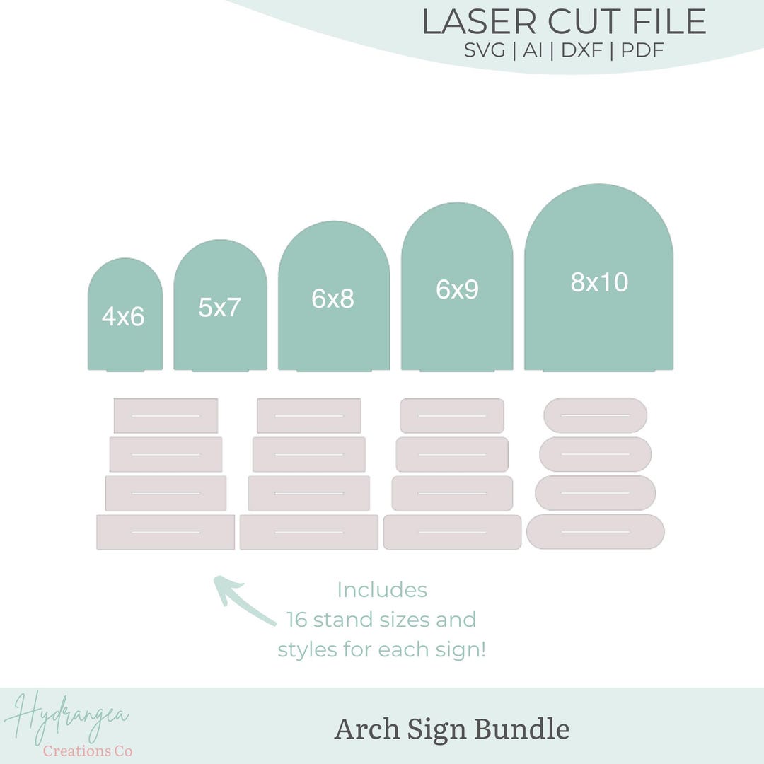 Arch Sign Bundle With Stand Laser Cut SVG File Template | Bar Menu ...