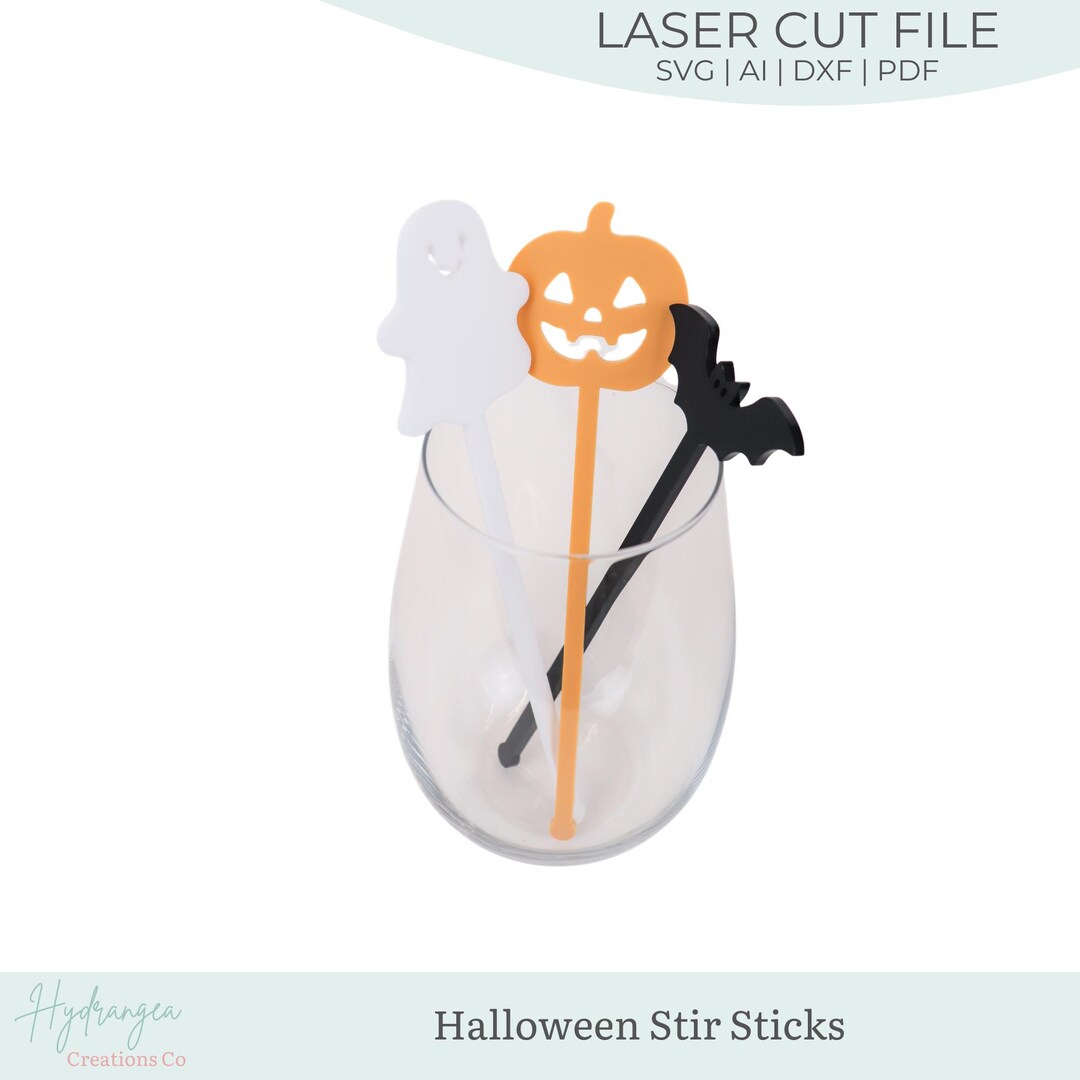 Halloween Stir Sticks SVG Laser Cut File Template | Drink Stirrer ...