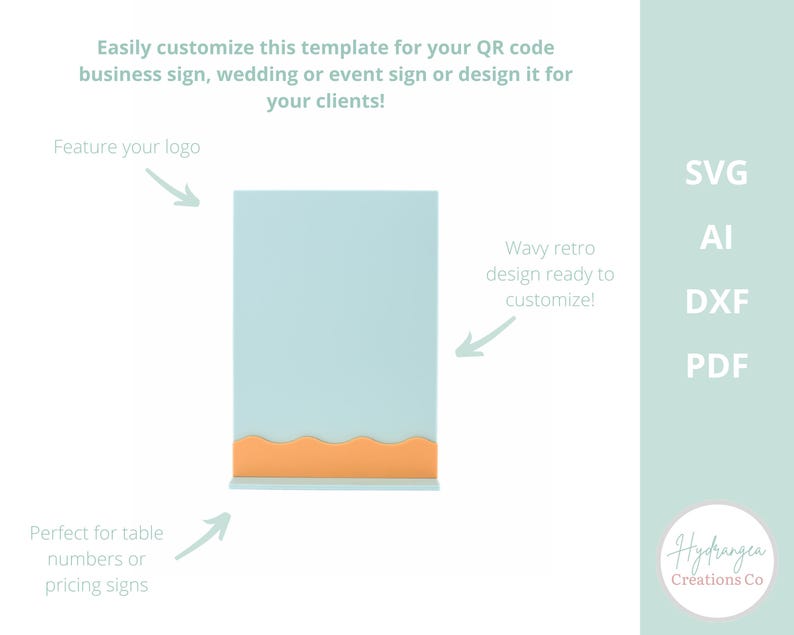 Laser Cut File Sign 5x7 Wavy Rectangle Sign SVG Template | Signature ...