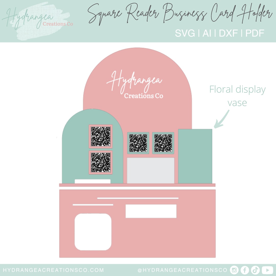 Floral Vase QR Code Social Media Payment Square Reader Business Card ...