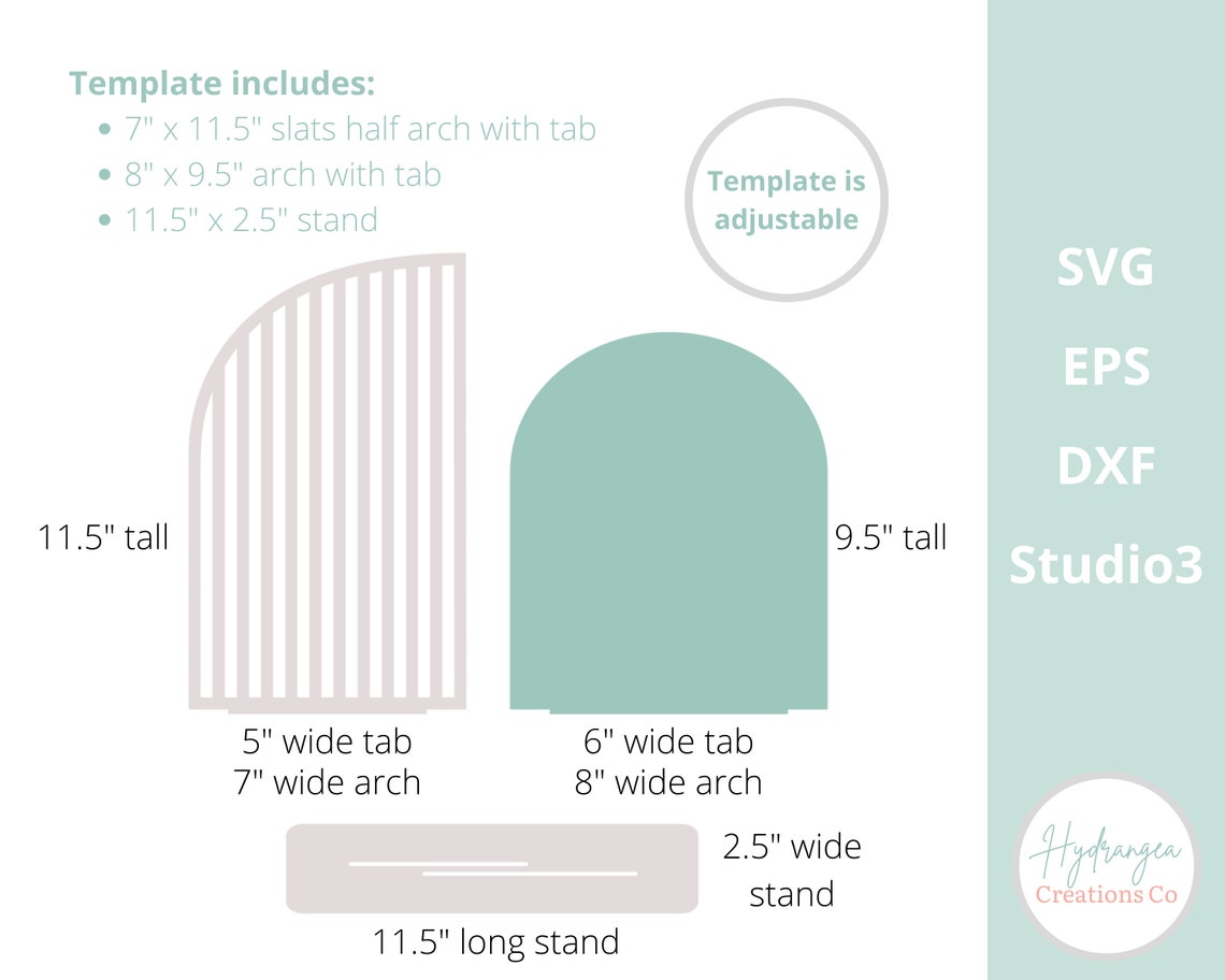 Arch Sign Slats SVG Wedding Template, Social Media Sign, Half Double ...